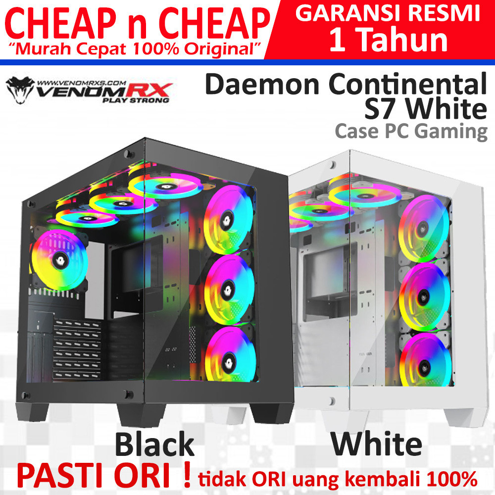 Jual VenomRX Daemon Continental S7 Black White Casing Case PC Gaming Venom RX S 7 XL | Shopee ...