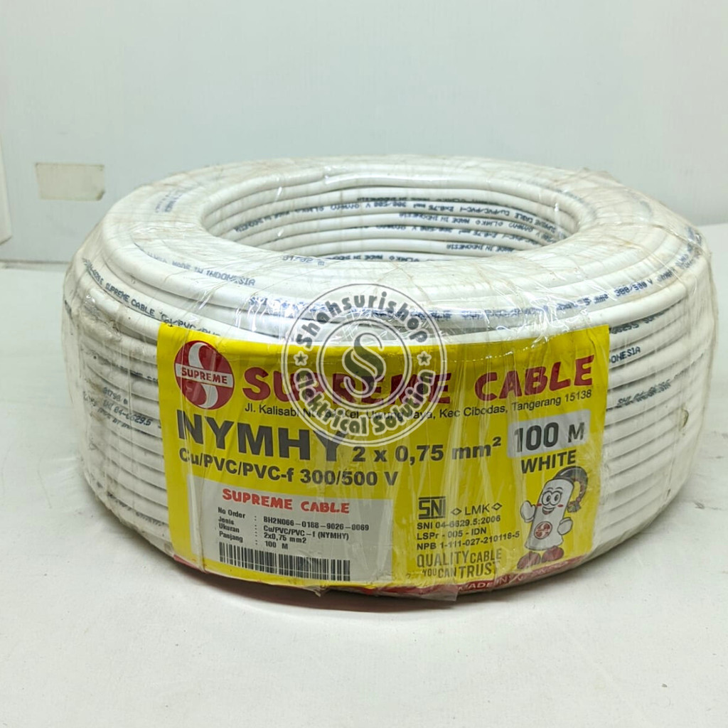 Jual SUPREME KABEL NYMHY 2X0,75MM KABEL SERABUT 100M/ROLL | Shopee Indonesia