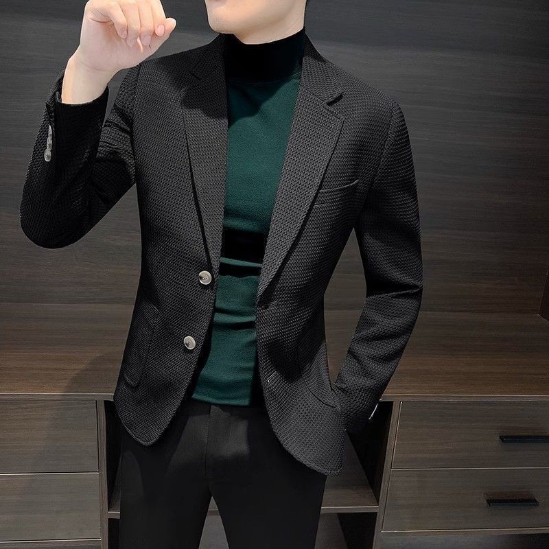 Jual Men's Waffle Suit Jacket High Sense Business Casual Slim-Fitting ...