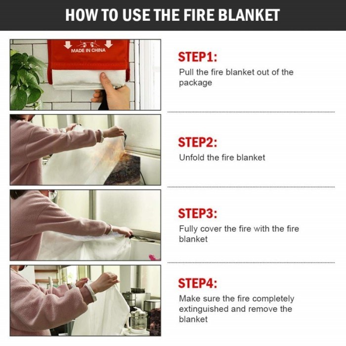 Jual Fire Blanket 150 X 150 Cm Fiberglass Kain Pemadam Selimut Anti ...