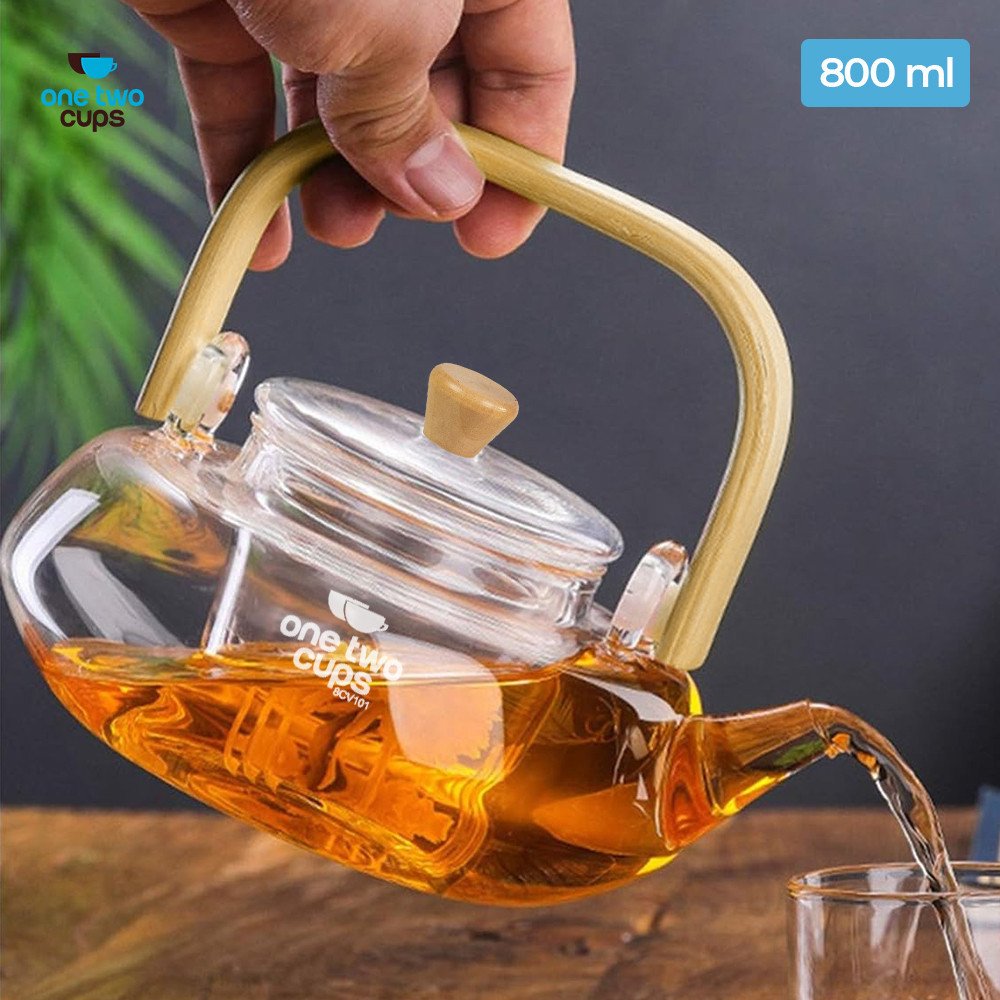 Jual One Two Cups Teko Pitcher Teapot Glass Japanese Style Tahan Panas Api 800 ml | Shopee Indonesia