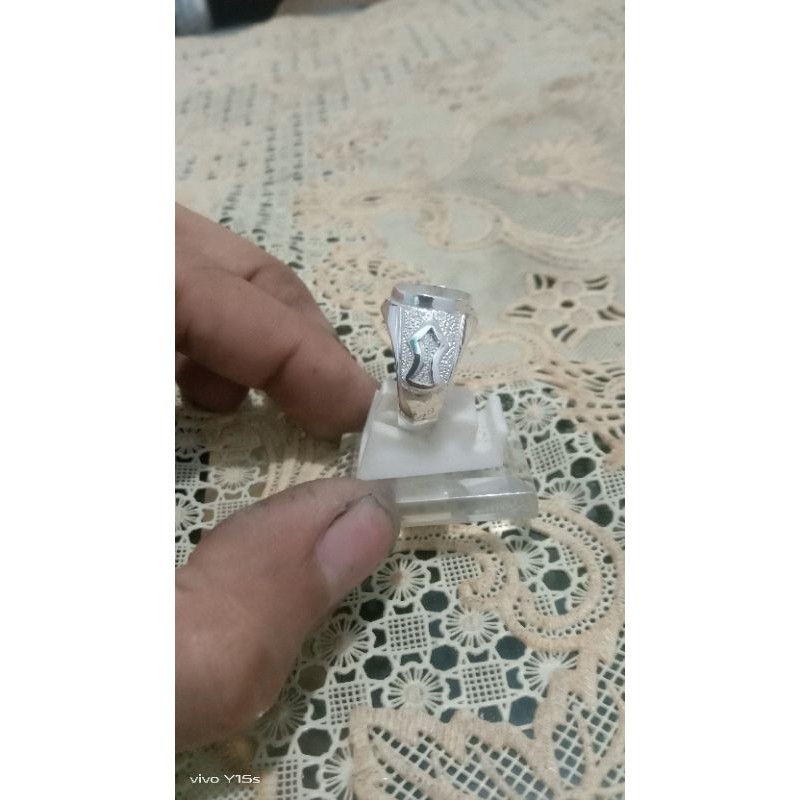 Jual emban cincin perak 925 handmade motif terompah sedia tanam atau ...