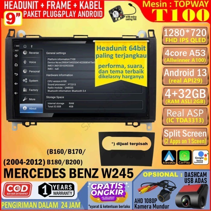 Jual Paket Headunit Android 9 inch + Frame + PNP Canbus Mercedes Benz ...