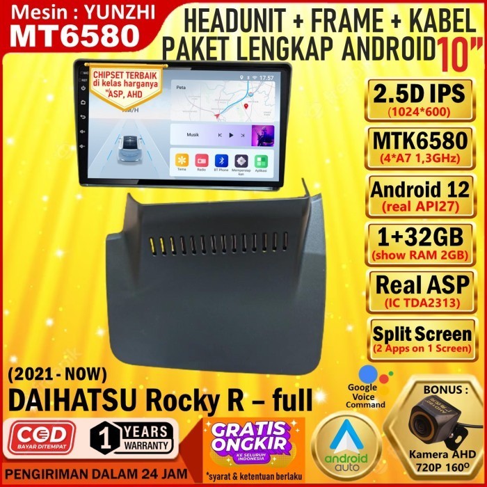 Jual Headunit Android MT6580 1/32GB+Kabel+Frame 10 inch Rocky 2021 Tipe ...
