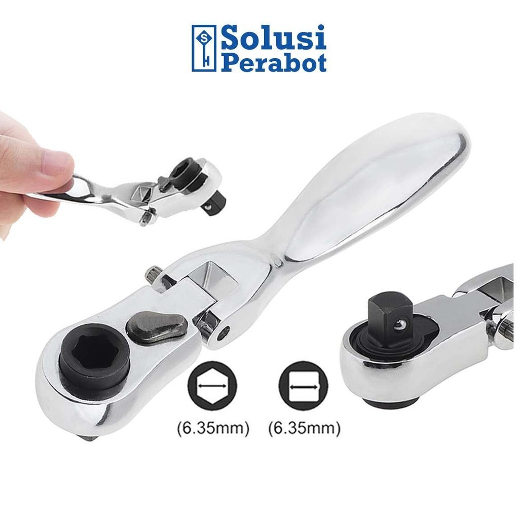 Jual Mini Ratchet Socket 2 in 1 SP / Kunci Pas Sok 6.35mm Ring L 1/4 ...