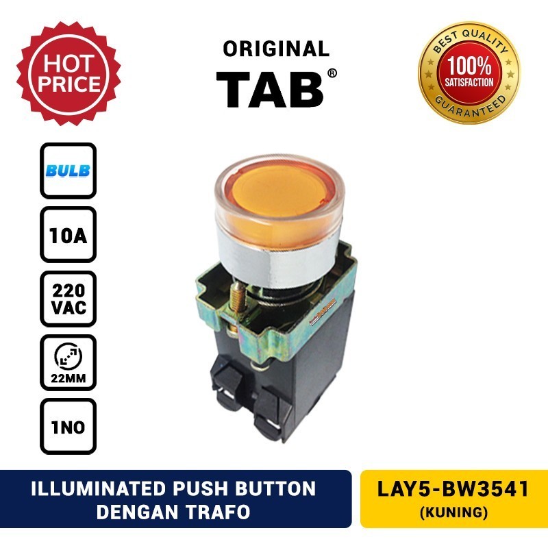 Jual Illuminated Push Button TAB LAY5-BW3541 dengan trafo Kuning ...