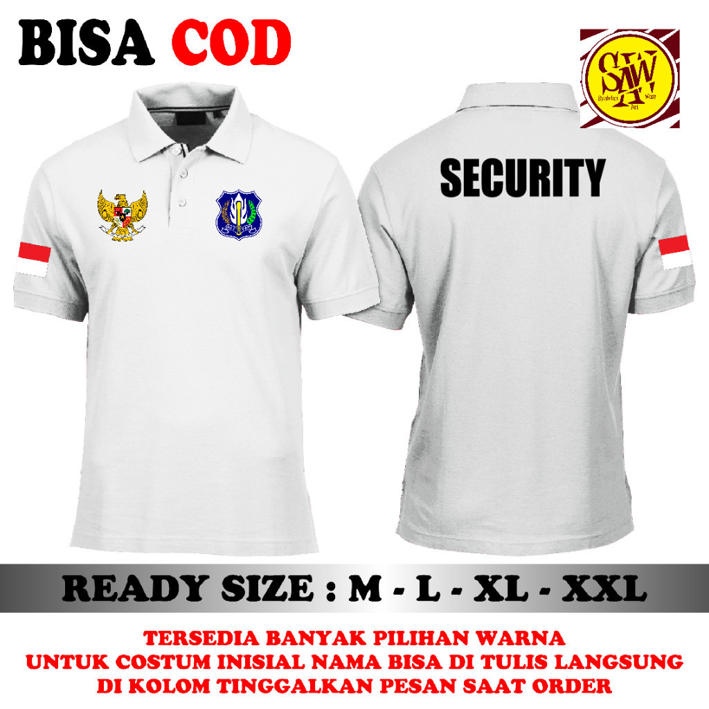 Jual POLOSHIRT / KAOS POLO SECURITY FONT IMPACT PUTIH LOGO GARUDA ...