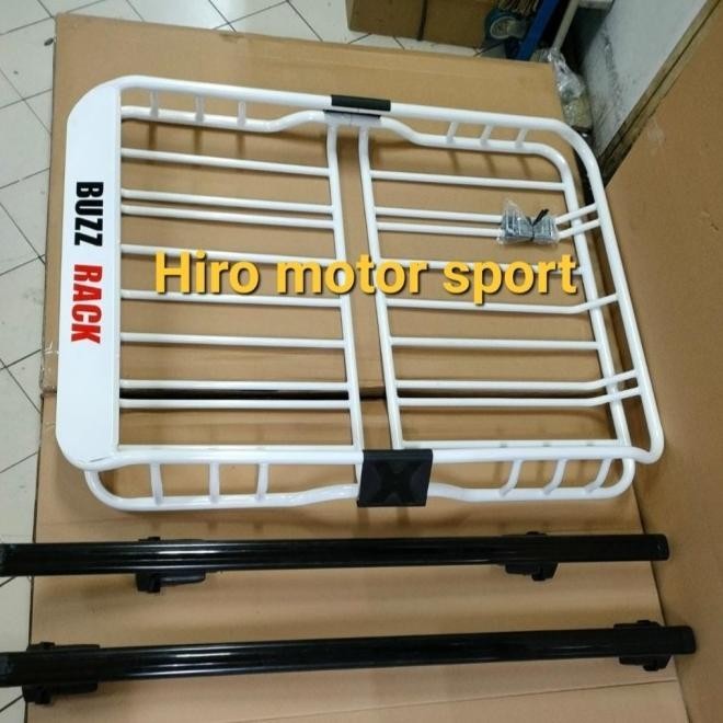 Jual Buzz Rack Putih Dan Cross Bar Jepit Roof Rail | Shopee Indonesia