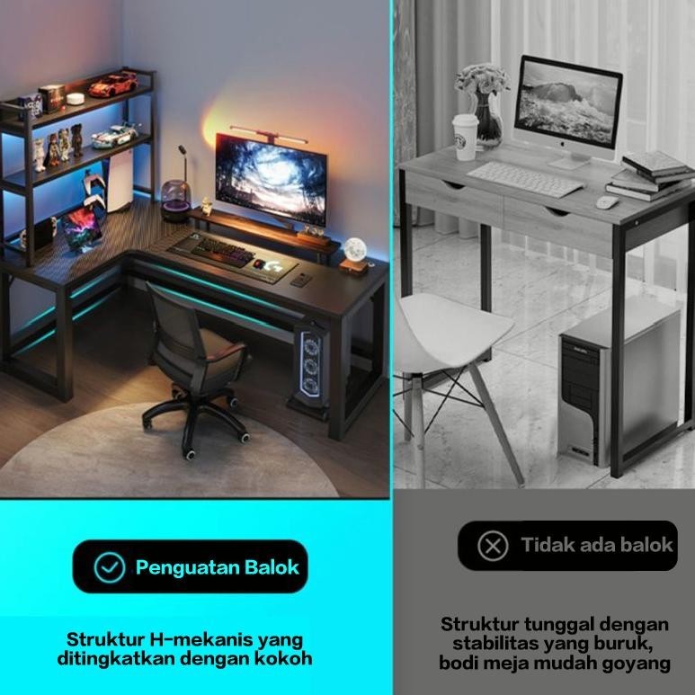 Jual Damaindah Meja Komputer Shaped L Serat Karbon / Meja Komputer ...