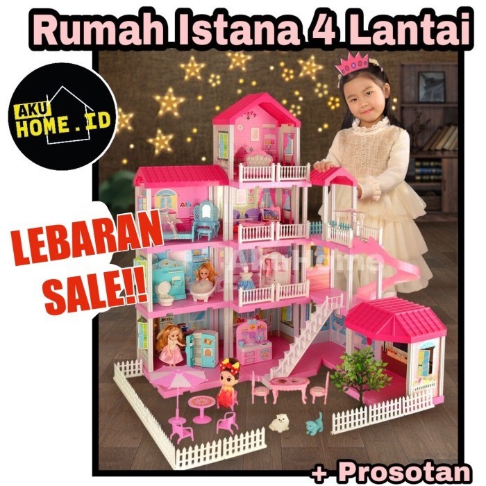Jual 4 Lantai Mainan Rumah Rumahan Anak Besar/ Istana Anak Castle Led ...