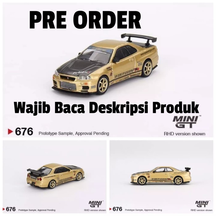 Jual MINI GT 676 NISSAN SKYLINE GT-R R34 TOP SECRET TOP SECRET GOLD ...