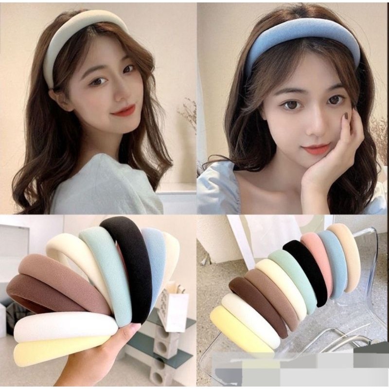 Jual Bando Kain Tebal Headband Bandana Wanita Korea Pastel Cloud Polos ...