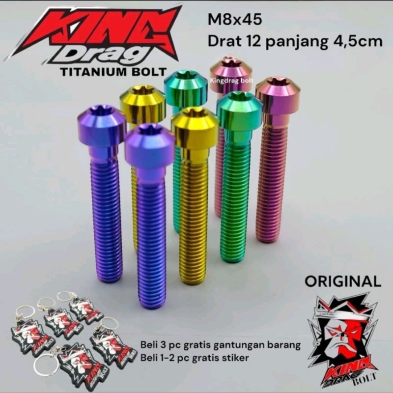Jual Baut TITANIUM M8 x 45 Baut 12 Panjang Drat 4,5cm Original Made In ...