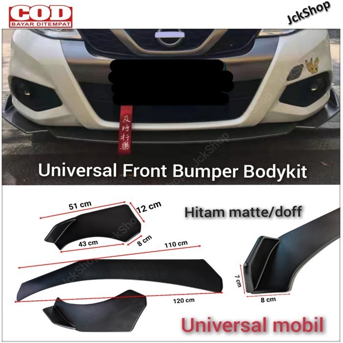 Jual UNIVERSAL FRONT BUMPER LIP BODYKIT HITAM DOFF | Shopee Indonesia