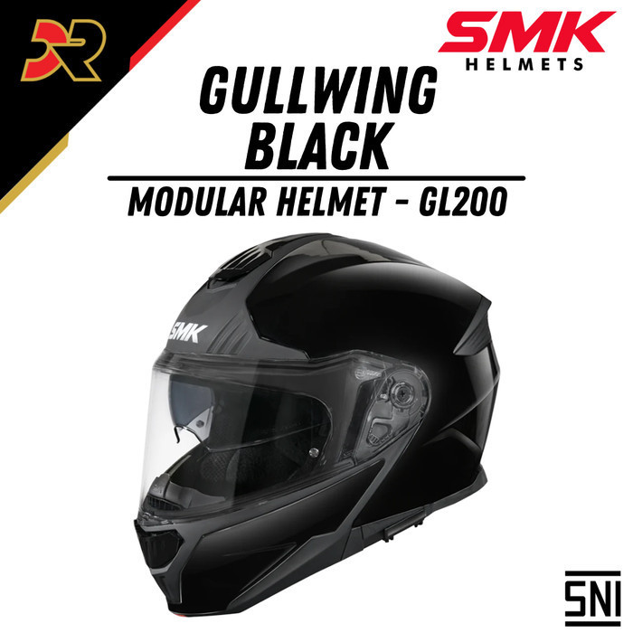 Jual SMK GULLWING GL200 BLACK GLOSSY HELM MODULAR FLIP UP SNI | Shopee ...