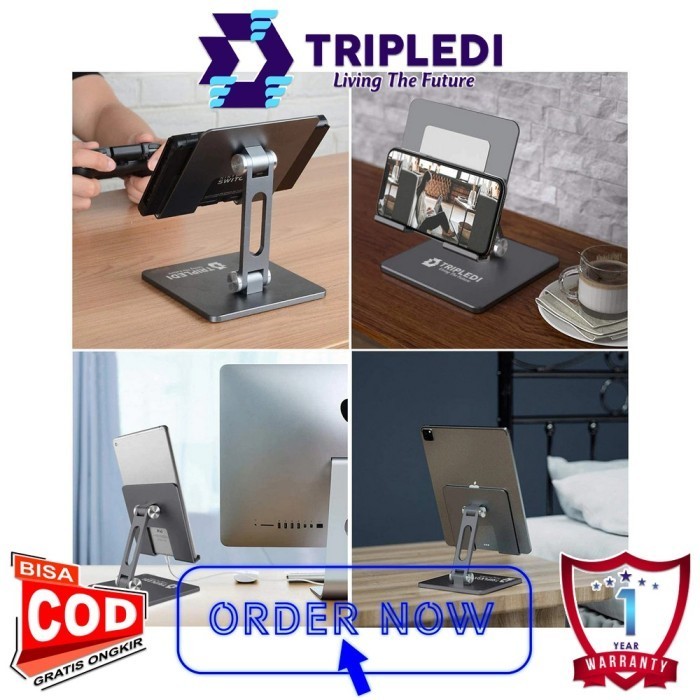 Jual Tripledi Holder Stand Aluminium Desktop Pos Meja Kasir Hp Tablet ...
