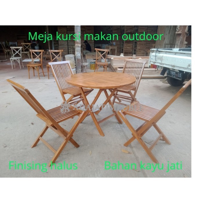 Jual Meja makan set 4 kursi kayu jati batyline - Set krs lipat | Shopee Indonesia