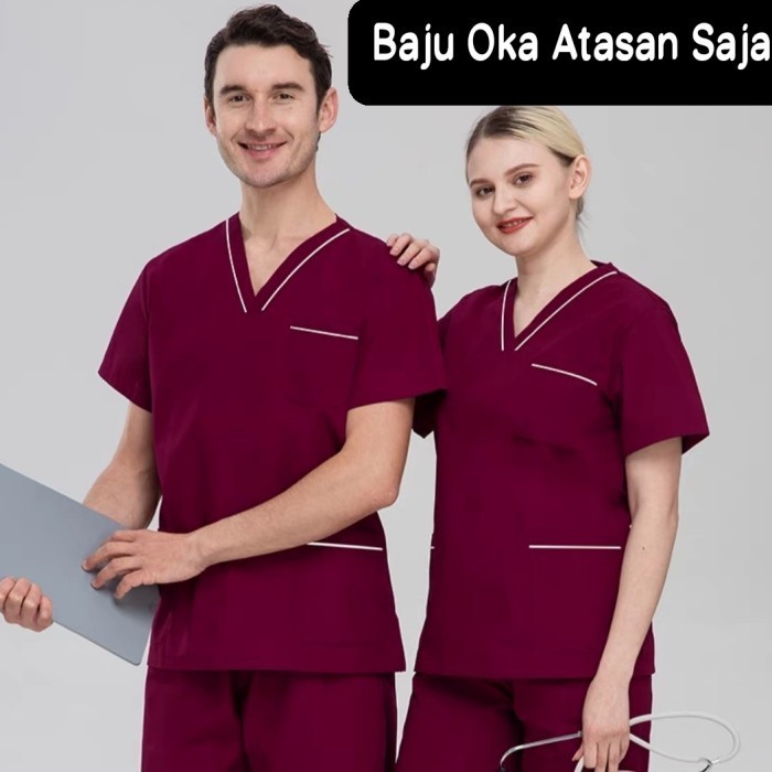 Jual 01 - Baju Oka Atasan Saja Model Lis - Baju Dokter Jaga - Baju ...