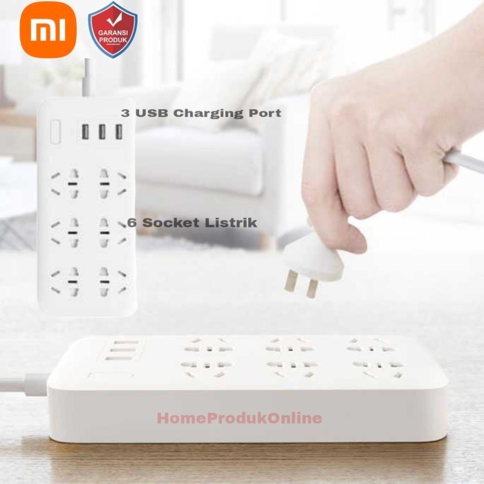 Jual New!! Stop Kontak Colokan Listrik Mi Smart Power Strip 6 Socket 3 Port Usb | Shopee Indonesia