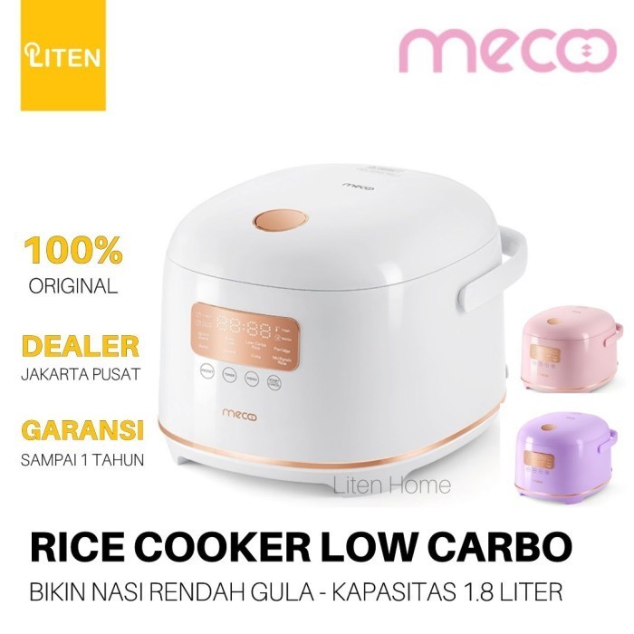 Jual MECOO Rice Cooker Low Carbo Digital 1.8L 400 watt PUTIH Low Sugar ...