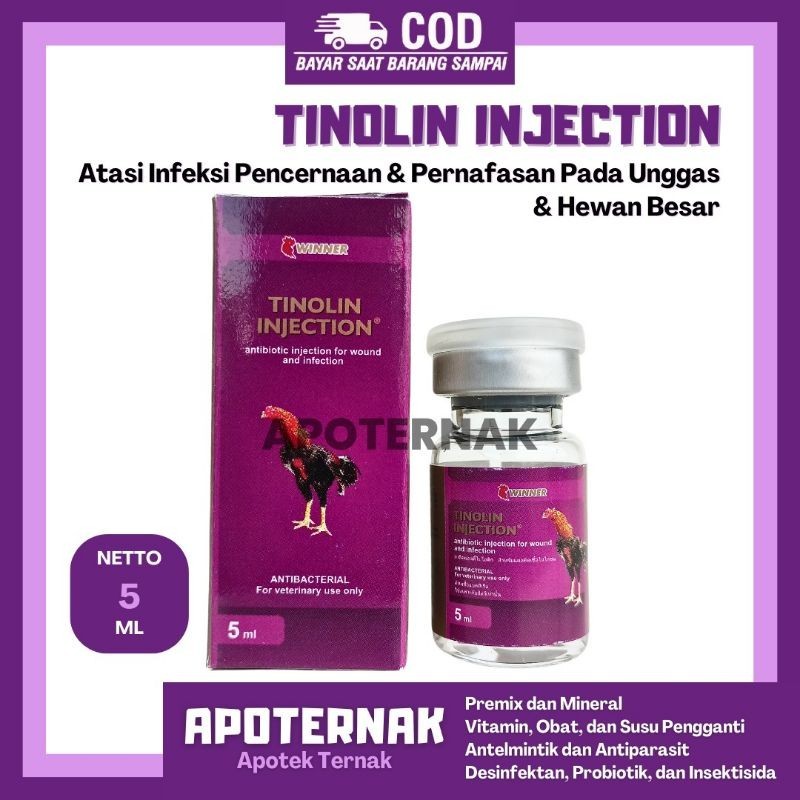 Jual TINOLIN INJECTION 5 ml - Obat Penyembuh Luka Infeksi Ayam Aduan ...
