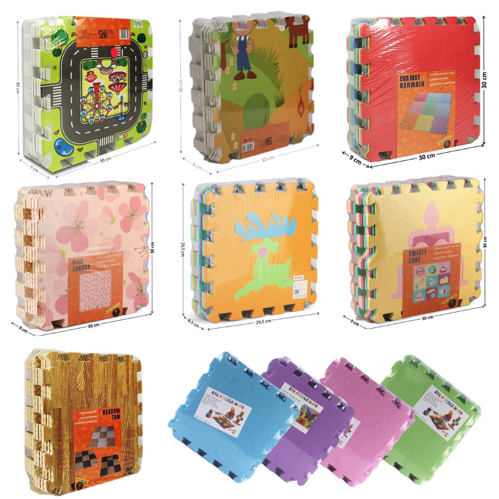 Jual Puzzle Lantai Ukuran 30x30cm Matras Evafoam Alas Bermain Playmat ...
