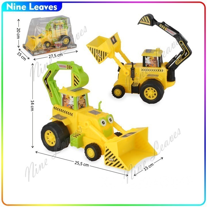 Jual Mainan Bulldozer Excavator Friction 26 cm Super Backhoe Loader ...