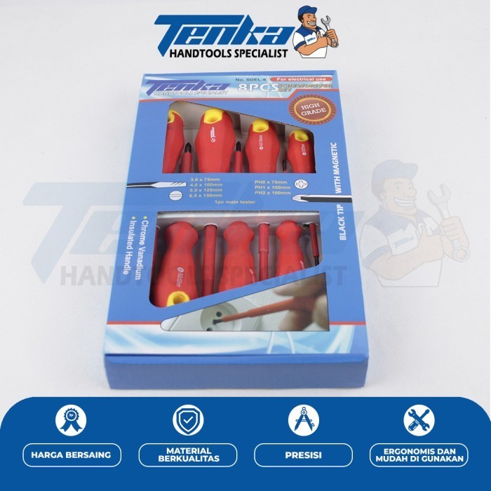 Jual Obeng Insulated Handle Screwdrivers Tenka set 8pcs | Shopee Indonesia