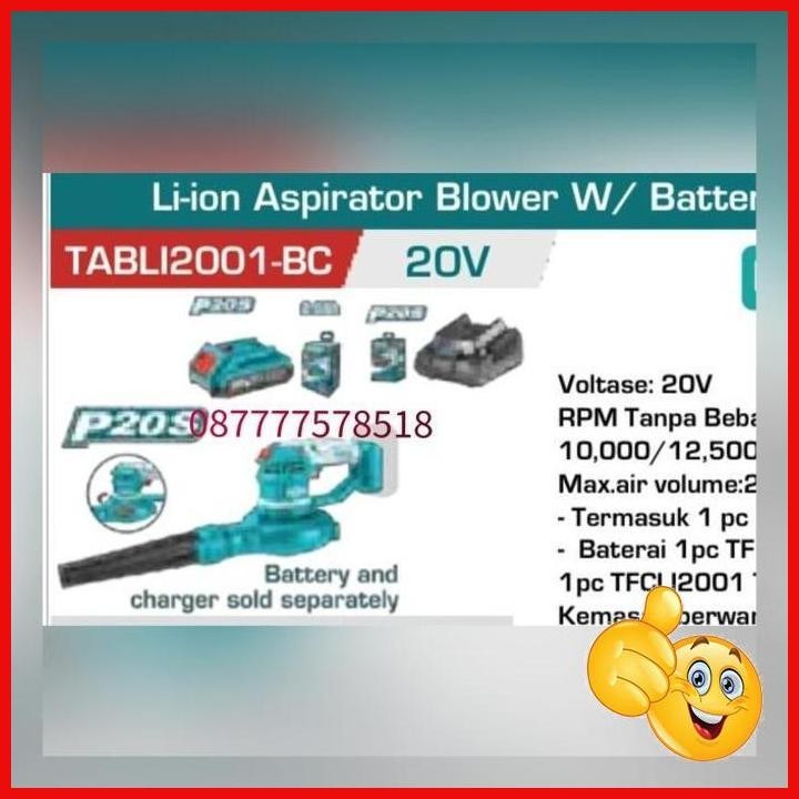 Jual [SJT] BLOWER BATERAI CORDLESS ASPIRATOR BLOWER 20V 1PAKET TOTAL ...