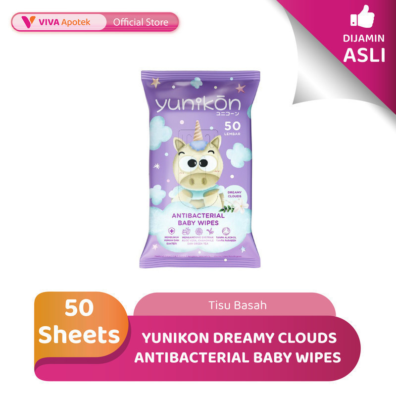 Jual Yunikon Dreamy Clouds AntiBacterial Baby Wipes (50 Sheets ...