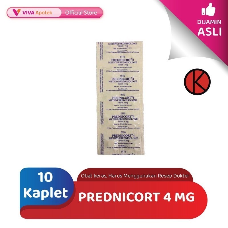 Jual Prednicort 4 mg / Methylprednisolone / Radang / Psoriasis (10 ...