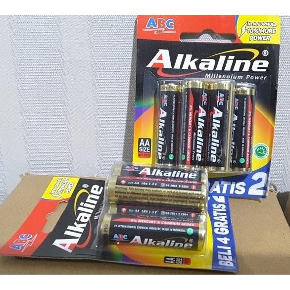 Jual Baterai / Batre Abc Alkaline Aa / A2 (4+2) Isi 6 Lr6 1 Dus 72 Card ...