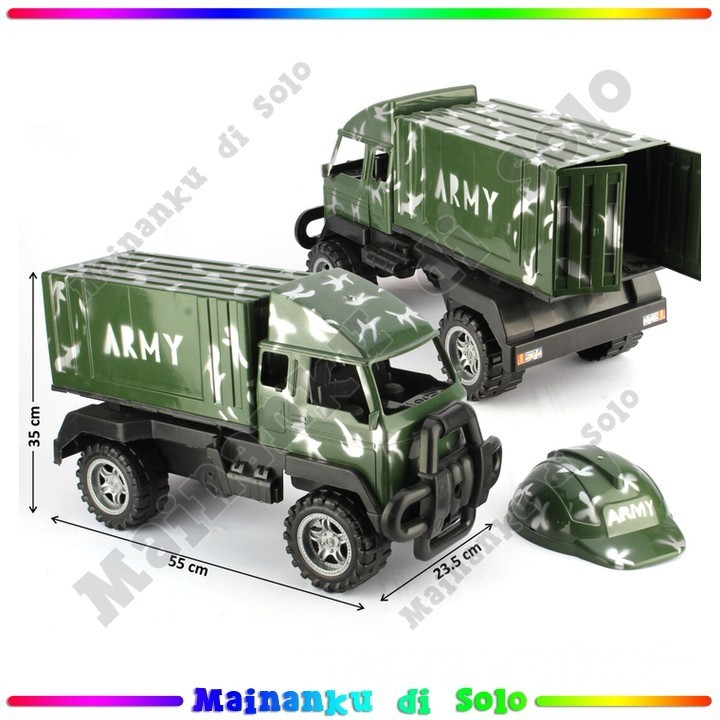 Jual Mainanku Mainan Anak Truk Tentara Box Roda Hitam Dan Helm Tentara ...