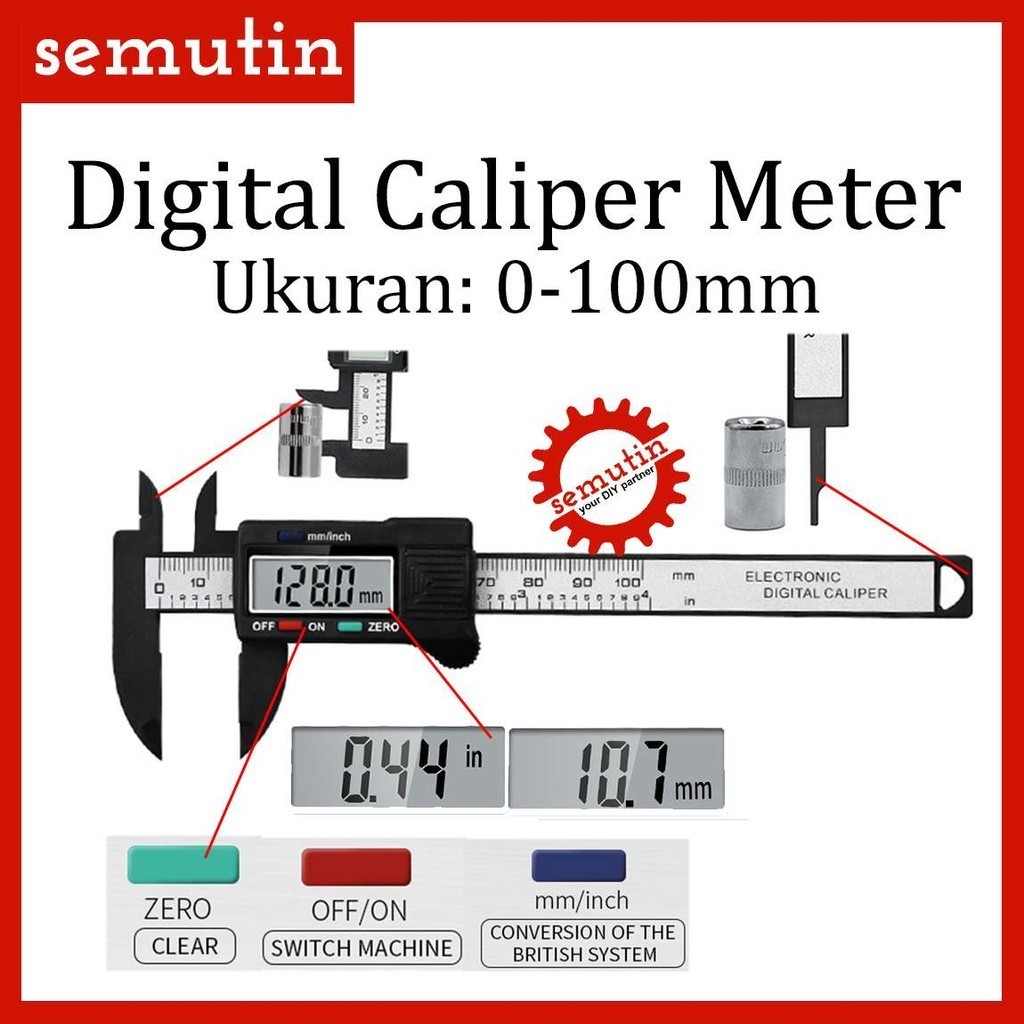 Jual Digital Caliper Meter 0-100mm AG94 / Vernier Jangka Sorong Sigmat LCD Calliver / Sketmat ...