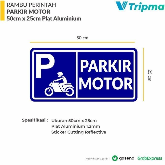 Jual Promo!! Rambu Parkir Motor 50cm x 25cm - Plat Alumunium Sticker ...
