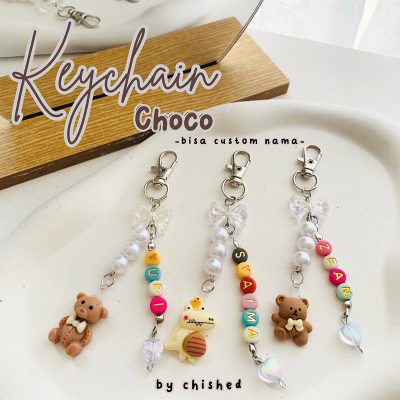 Jual MONCE Keychain Choco Custom Nama | Shopee Indonesia