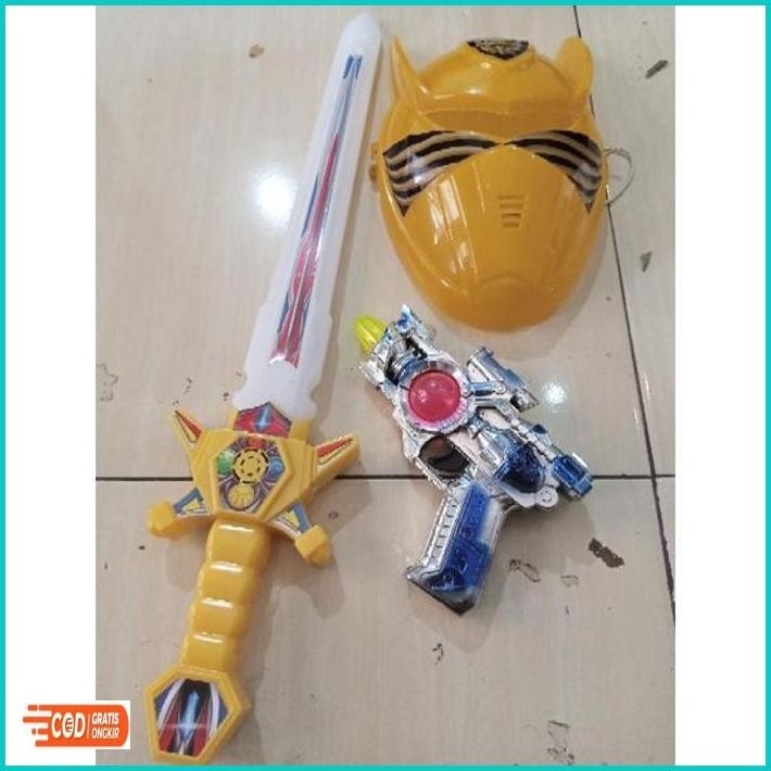 Jual Promo Paket Mainan Pedang Power Rangers Tanduk Topeng Pistol Lampu ...