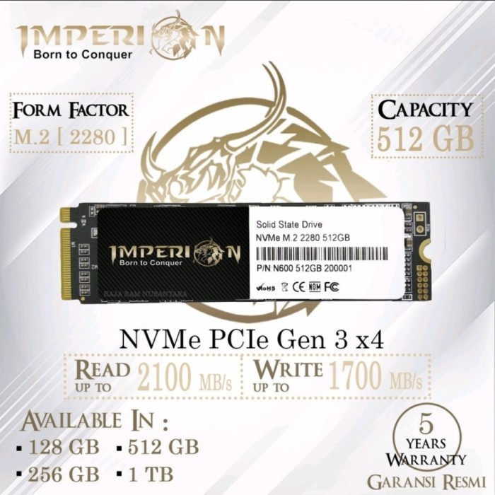 Jual (BARU) SSD NVME M.2 512GB Imperion SSD NVMe M.2 PCIe Gen 3 Garansi ...