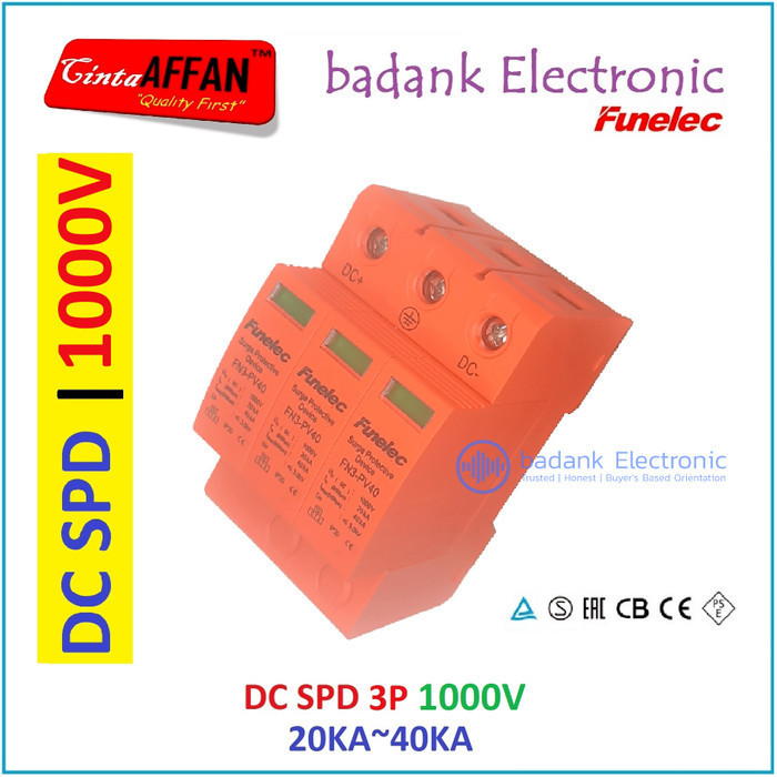 Jual DC SPD 3P 1000V Surge Arrester Protect Device Solar PV Panel Surya ...