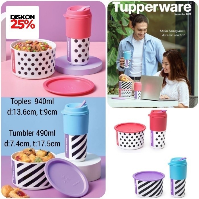 Jual Tupperware Original Toples Tumbler Set Canister Botol Minum Kopi ...