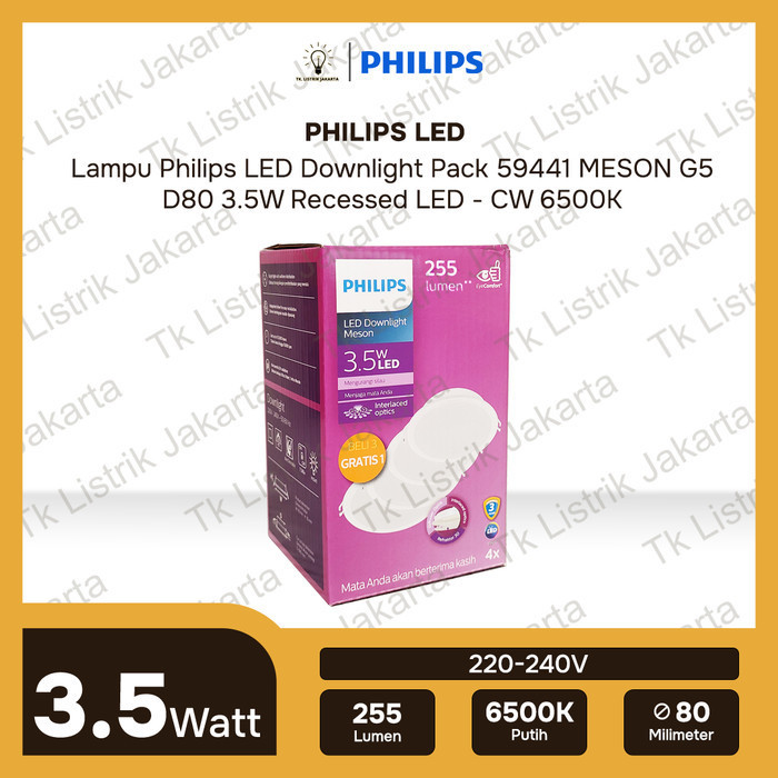 Jual PHILIPS LED Downlight Pack 59441 MESON G5 D80 3.5W recessed LED | Shopee Indonesia
