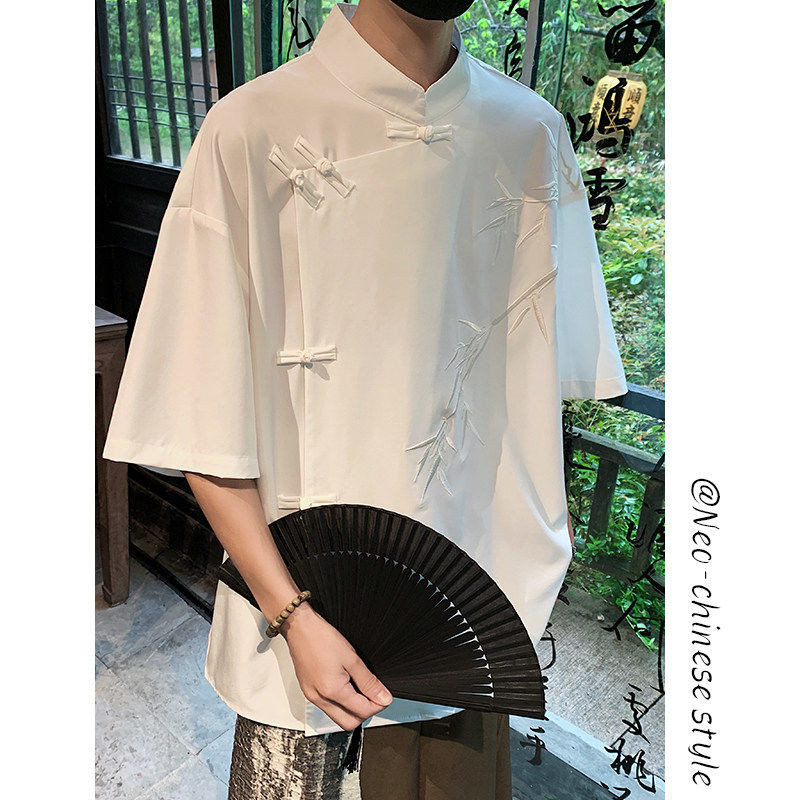 Jual Baju Bordir Pria, Baju Kancing Cina Simpul Gaya Nasional Lengan ...