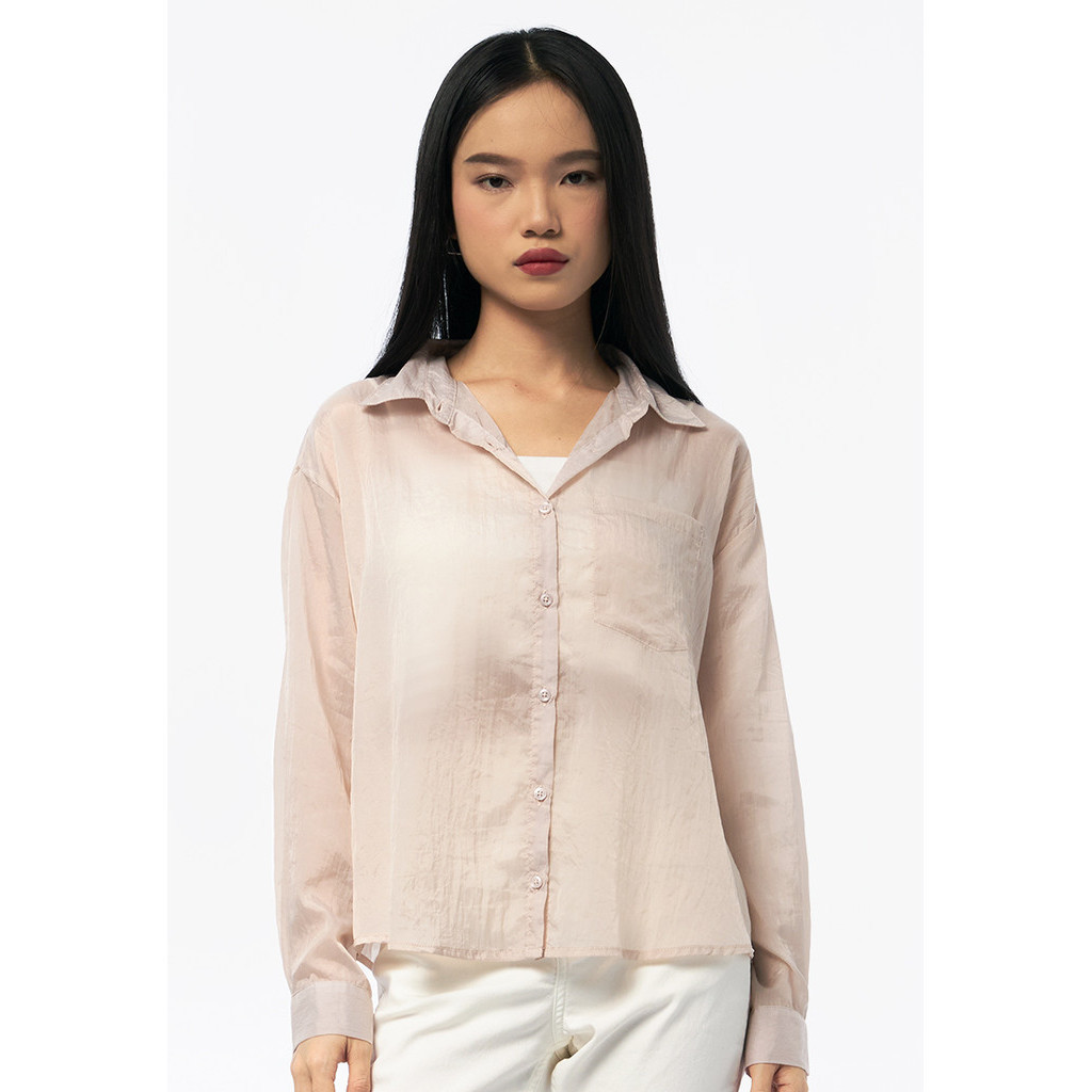 Jual COLORBOX Oversized Seethrough Shirt Khaki | Shopee Indonesia