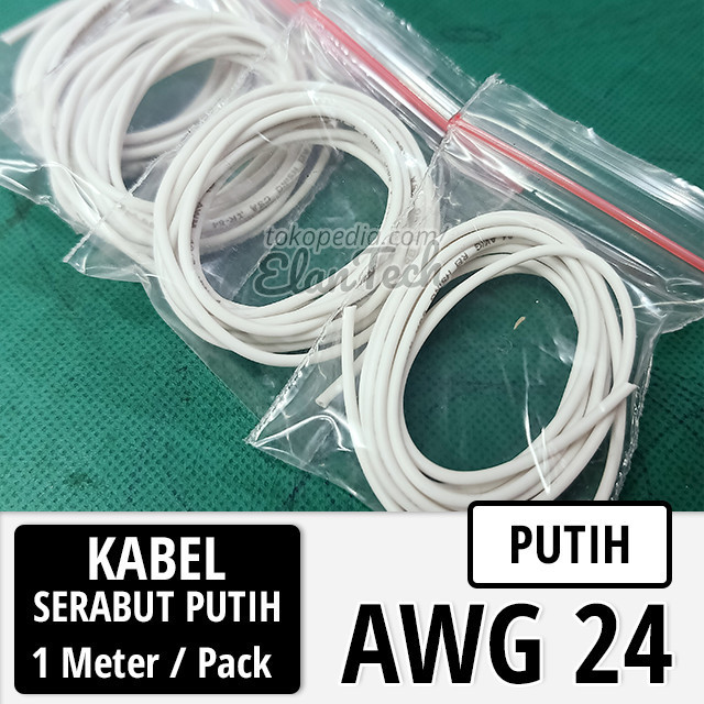 Jual Kabel Rakit Awg24 Putih Serabut Putih Stranded Cable Awg 24 Elantech | Shopee Indonesia