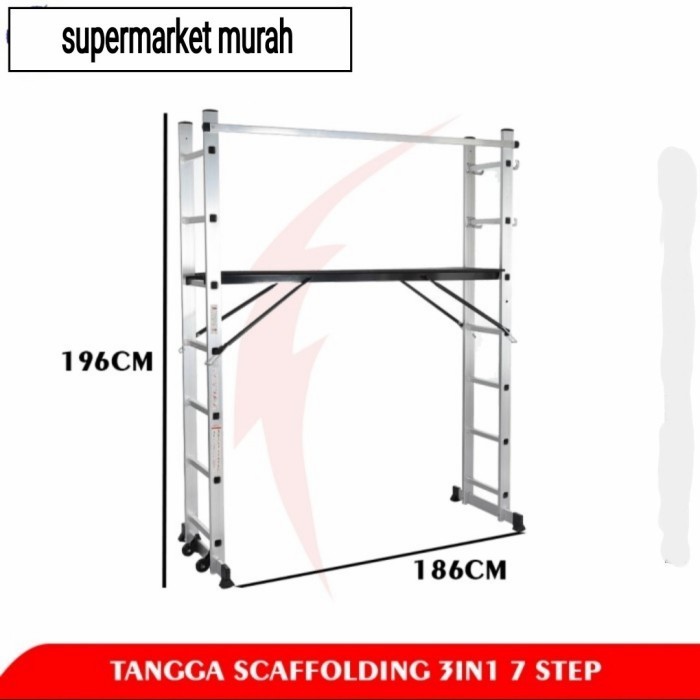 Jual TANGGA LIPAT MODEL H TANGGA SCAFFOLDING 3IN1 7STEP LEBAR 1,8 METER ...