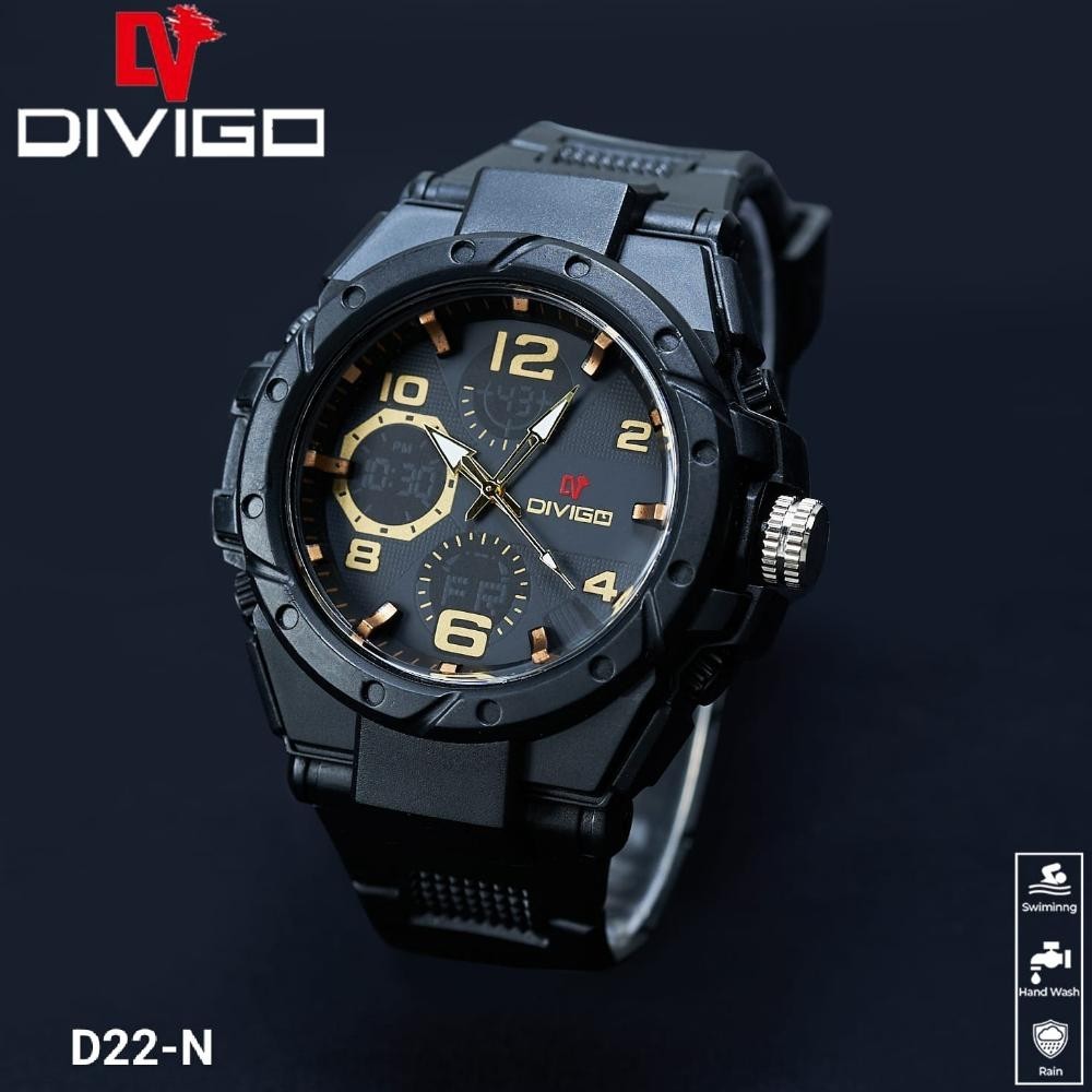 Jual UFO-2025 Jam tangan Pria DIVIGO Analog D-22N Strab Rubber Tahan Air Hemat | Shopee Indonesia