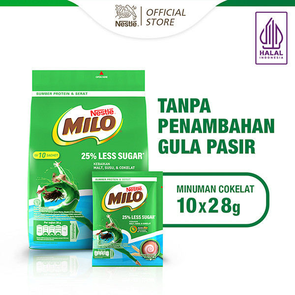 Jual NESTLE MILO Less Sugar Susu Cokelat Rendah Gula isi Sachet 10 x ...