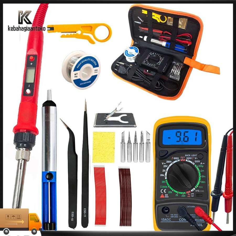 Jual Solder Set Iron Adjustable Temperature 60W/Set Solder Listrik Lengkap Dengan Multimeter ...