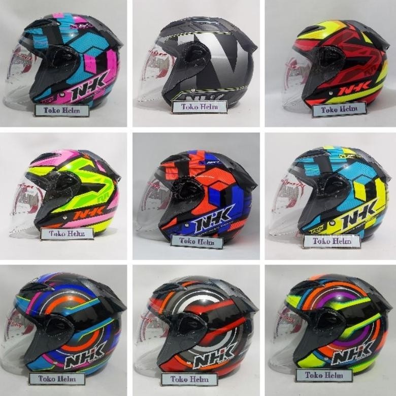 Jual Helm NHK half face NHK R6 motif warna metalic/glossy STARCO/CUBE ...