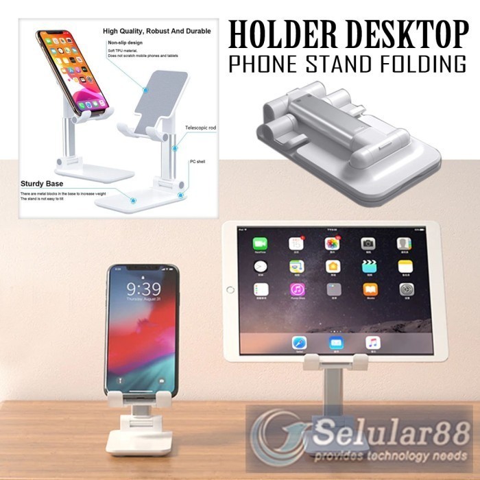 Jual Holder Desktop Phone Tablet Standing Folding Handphone Meja Desk ...